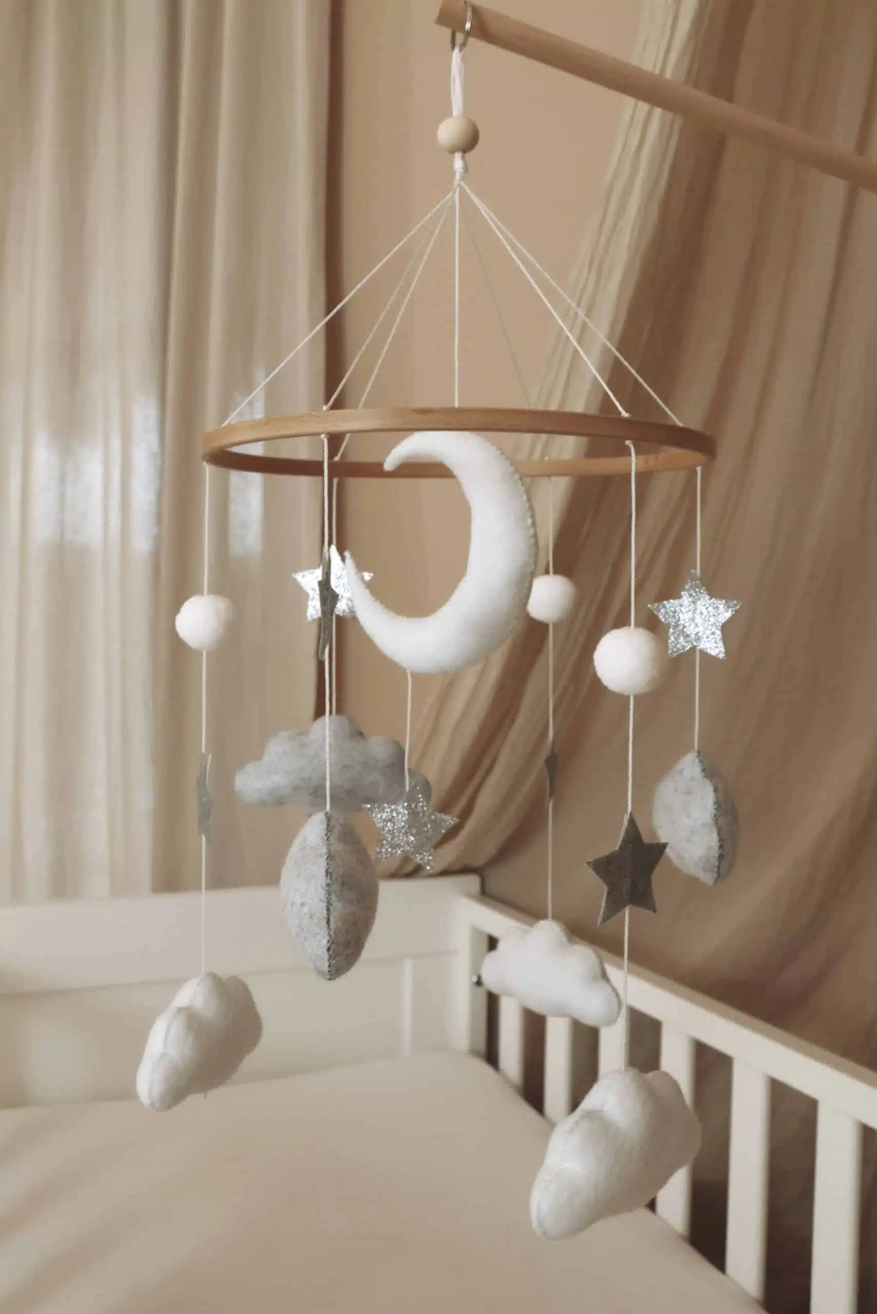 Handmade wooden Moon & Stars mobile | Little Loua